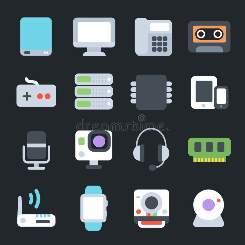 Multimedia Flat Outline Illustration Free for Commercial Use Stock ...