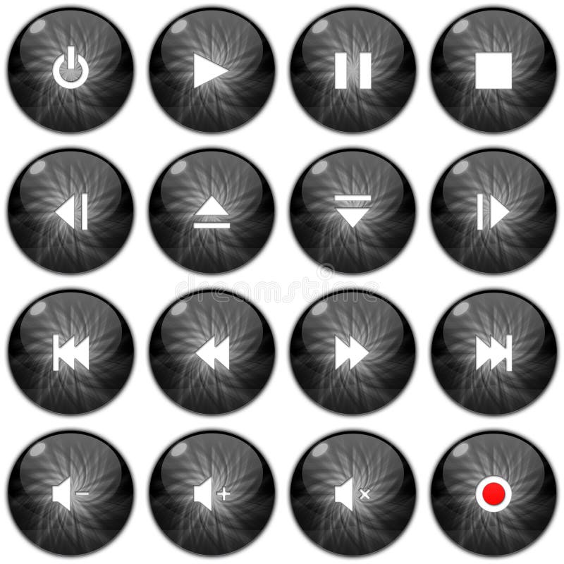 Multimedia icon/button set stock illustration. Illustration of press ...
