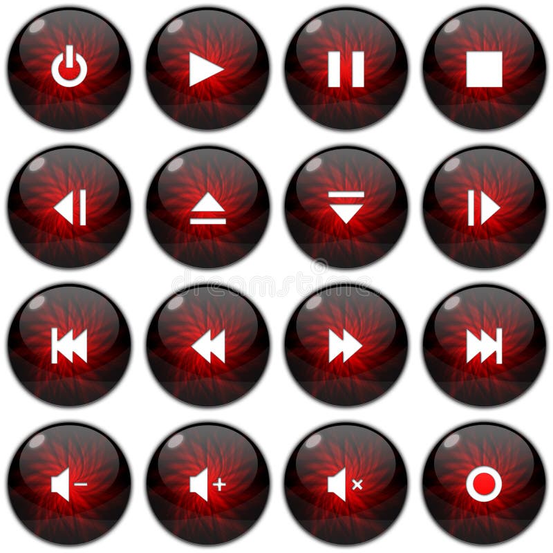 Multimedia icon/button set stock illustration. Illustration of player ...