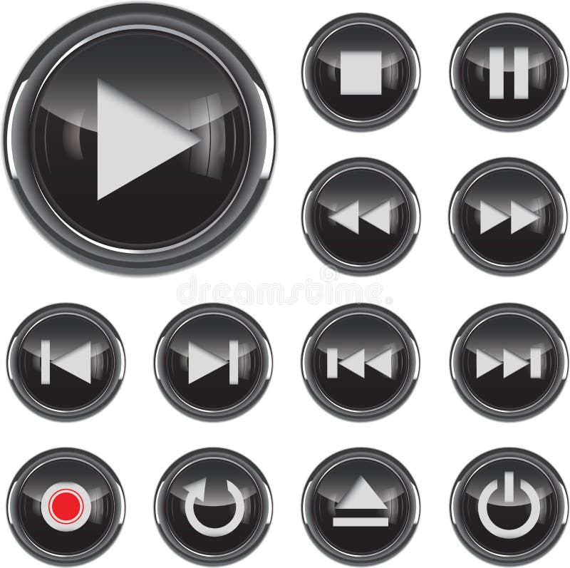 Multimedia Control Icon/button Set Stock Vector - Illustration of audio ...