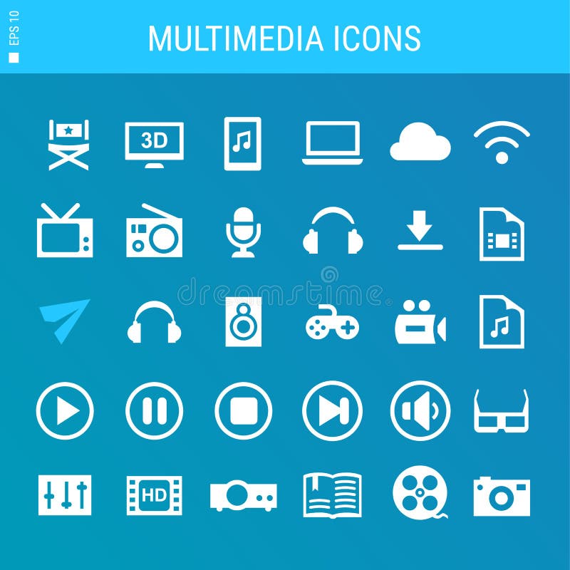 Multicolored Multimedia Buttons. Stock Vector - Illustration of buttons ...