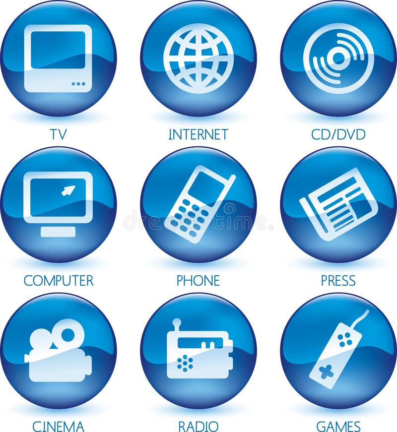Multimedia Icon Set Blue (vector) Stock Vector - Illustration of ...