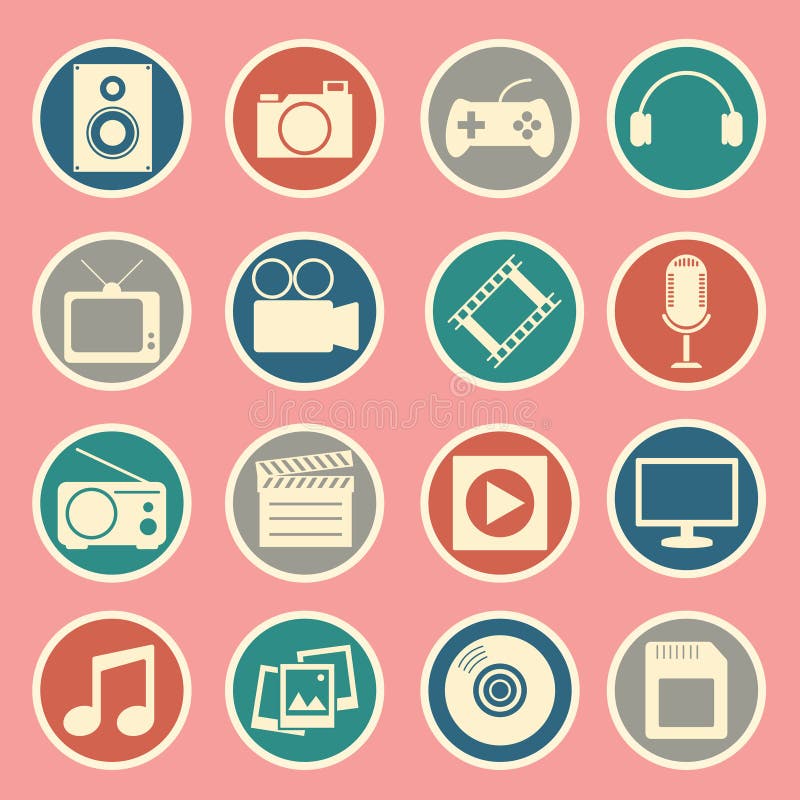Simple multimedia icons stock vector. Illustration of television - 11064061