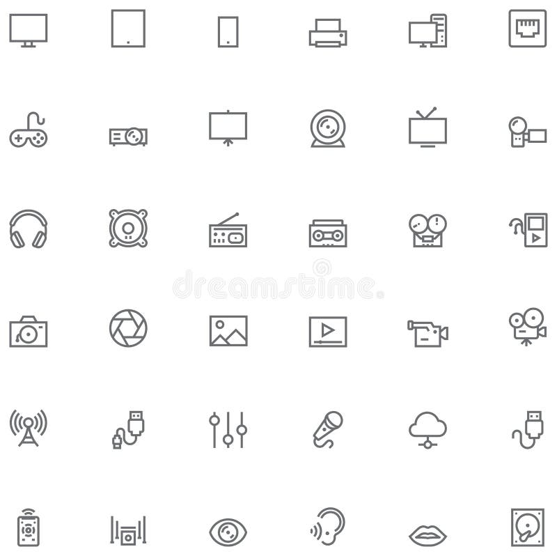 Simple multimedia icons stock vector. Illustration of television - 11064061