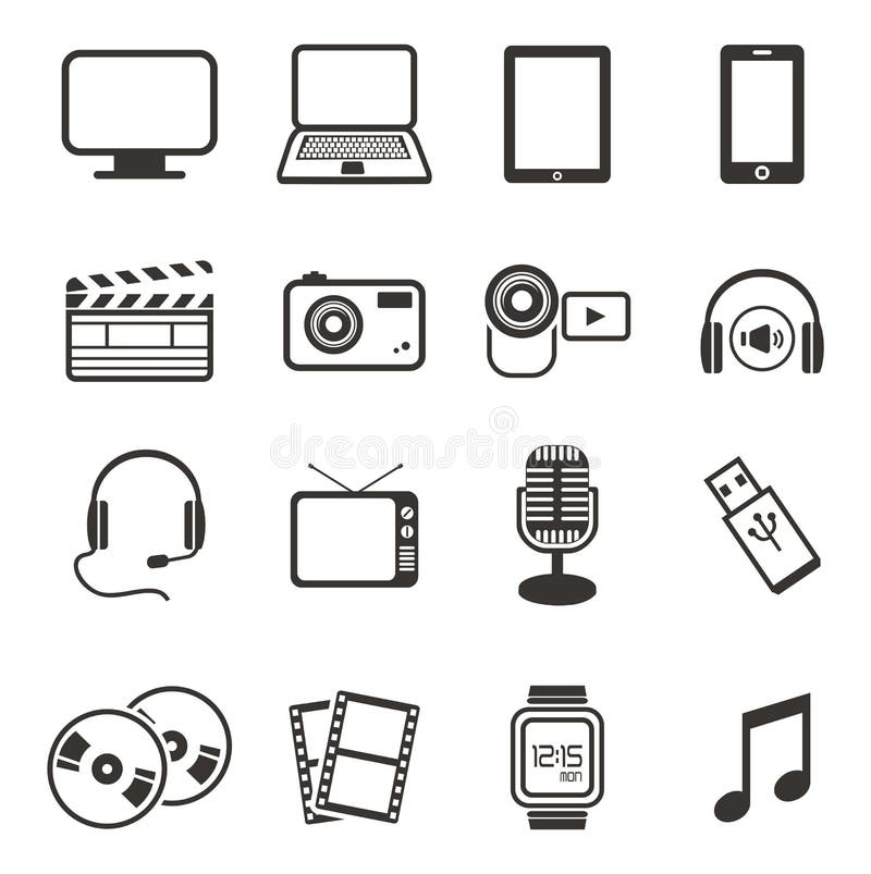 Multimedia icon sets stock vector. Illustration of communication - 36294223