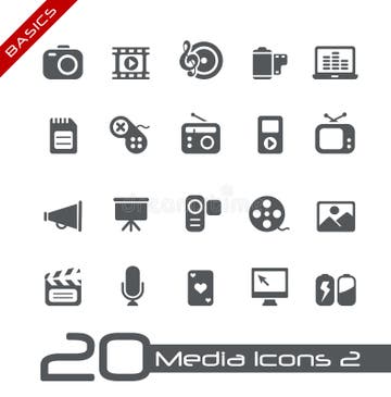 Multimedia Icons // Basics stock vector. Illustration of camera - 26170737