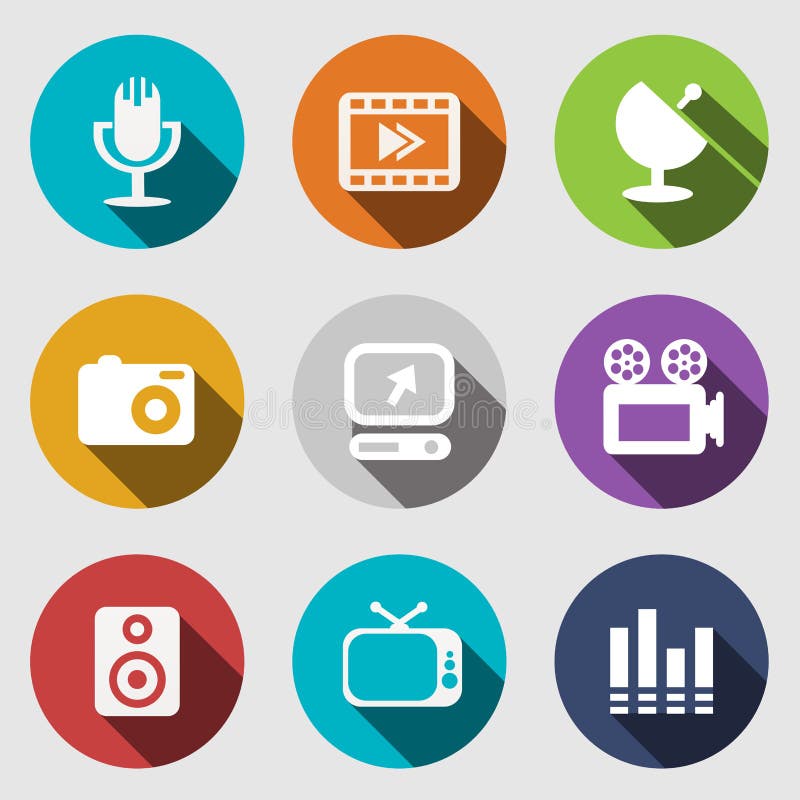 Multimedia icons stock illustration. Illustration of sign - 38961139