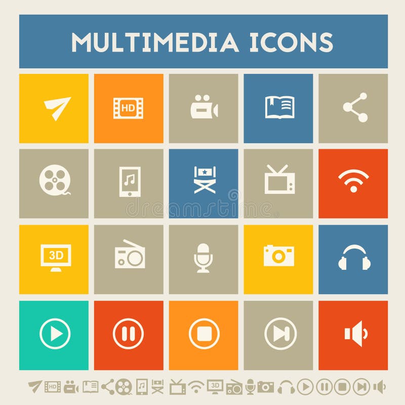 Multicolored Multimedia Buttons. Stock Vector - Illustration of buttons ...