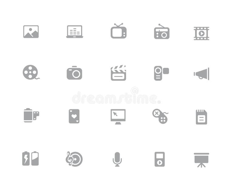 Multimedia Icons // 32 Pixels Icons White Series Stock Vector ...