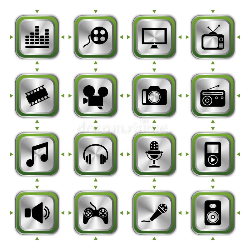 Multimedia icons set stock vector. Illustration of bullhorn - 19294521