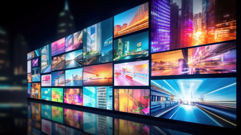 Multimedia Images on Different Television Screens Stock Illustration ...