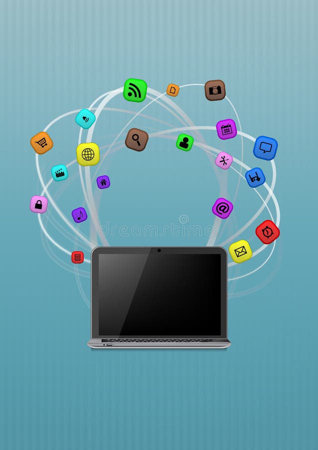 Multimedia laptop stock vector. Illustration of data - 36561103