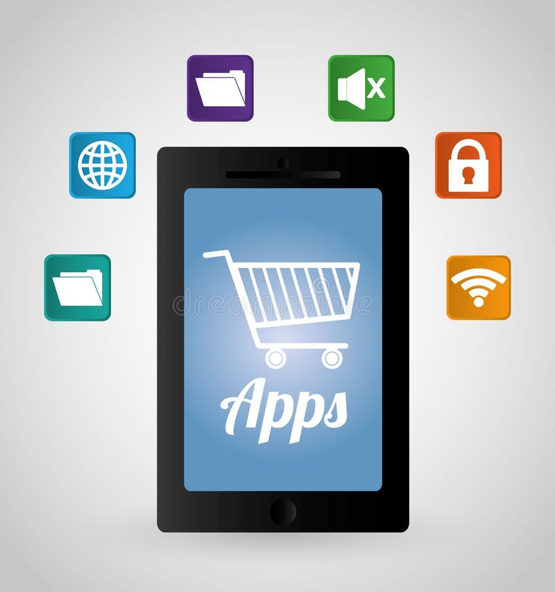 Multimedia Mobile Applications Stock Vector - Illustration of ecommerce ...