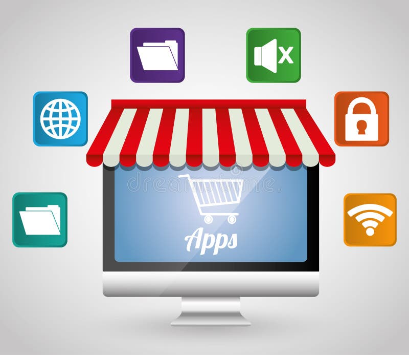 Multimedia Mobile Applications Stock Vector - Illustration of media ...