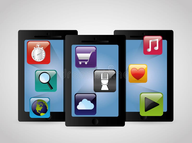 Multimedia Mobile Applications Stock Vector - Illustration of idea ...