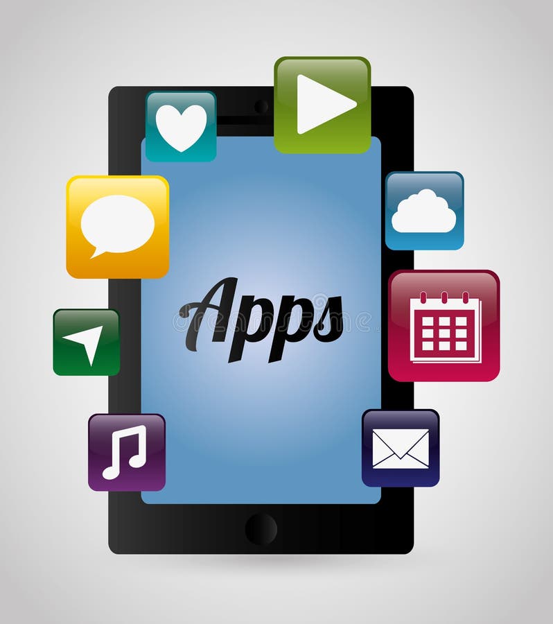 Multimedia Mobile Applications Stock Vector - Illustration of email ...