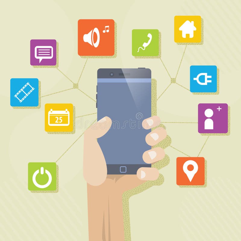 Smartphone Apps Flat Icon Design Stock Vector - Illustration of ...