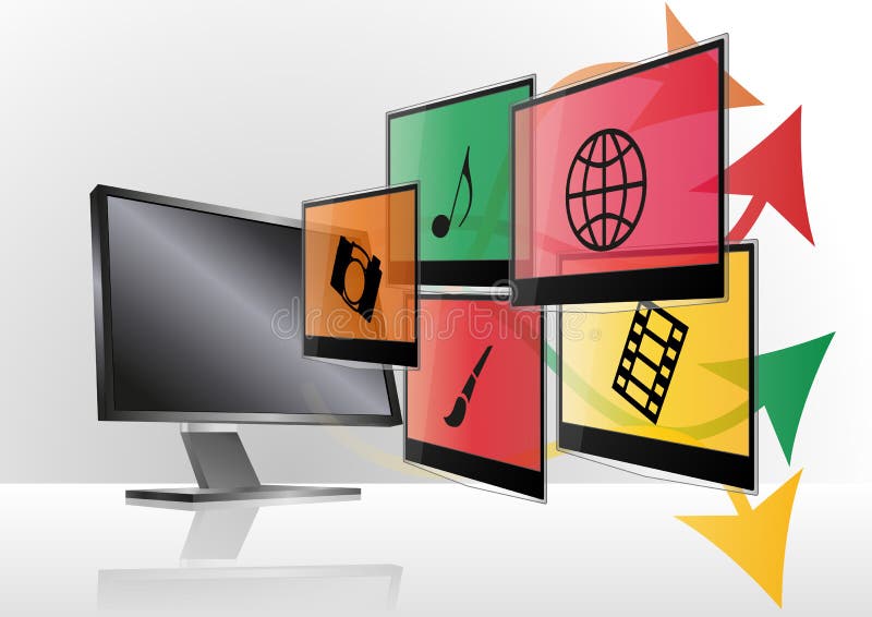 Multimedia monitor stock vector. Illustration of icon - 24428491