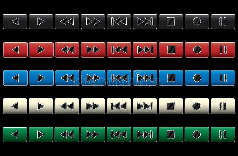 Multimedia Navigation Buttons Set. Stock Vector - Illustration of music ...