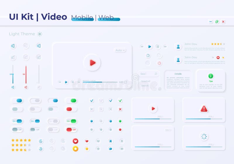 Multimedia Options UI Elements Kit Stock Vector - Illustration of form ...