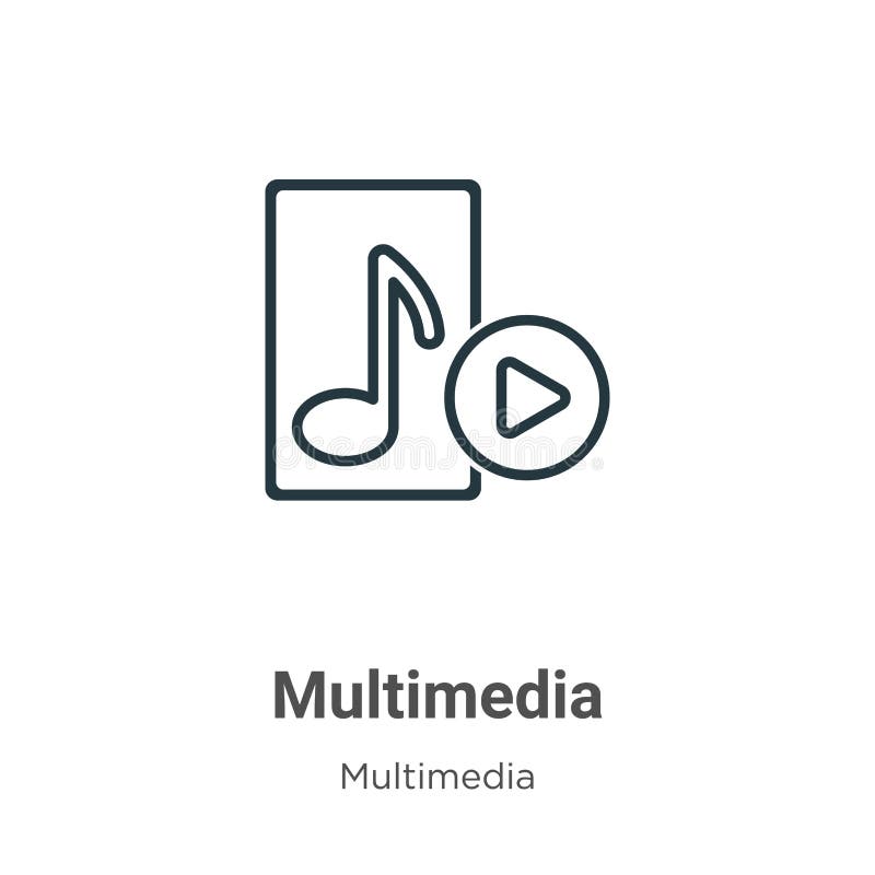 Multimedia Outline Vector Icon. Thin Line Black Multimedia Icon, Flat ...