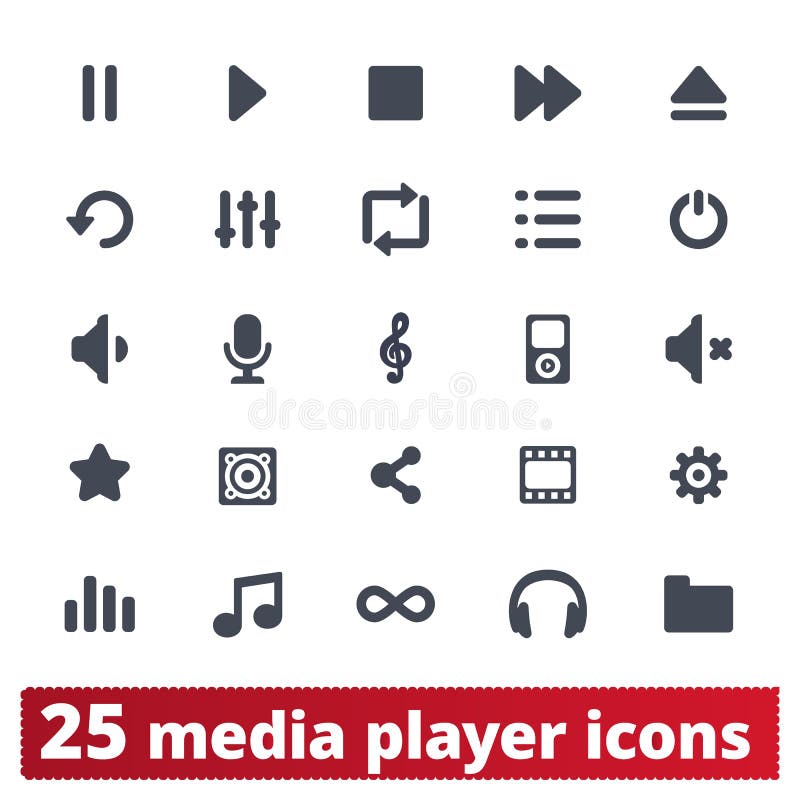 Multimedia Player, Music and Video Icons Stock Vector - Illustration of ...
