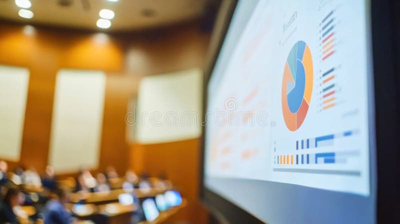 Multimedia Presentations Underway in a Softly Blurred Conference Room ...