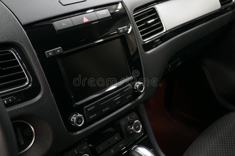 Multimedia Screen in Modern Car. Interior Detail Stock Image - Image of ...