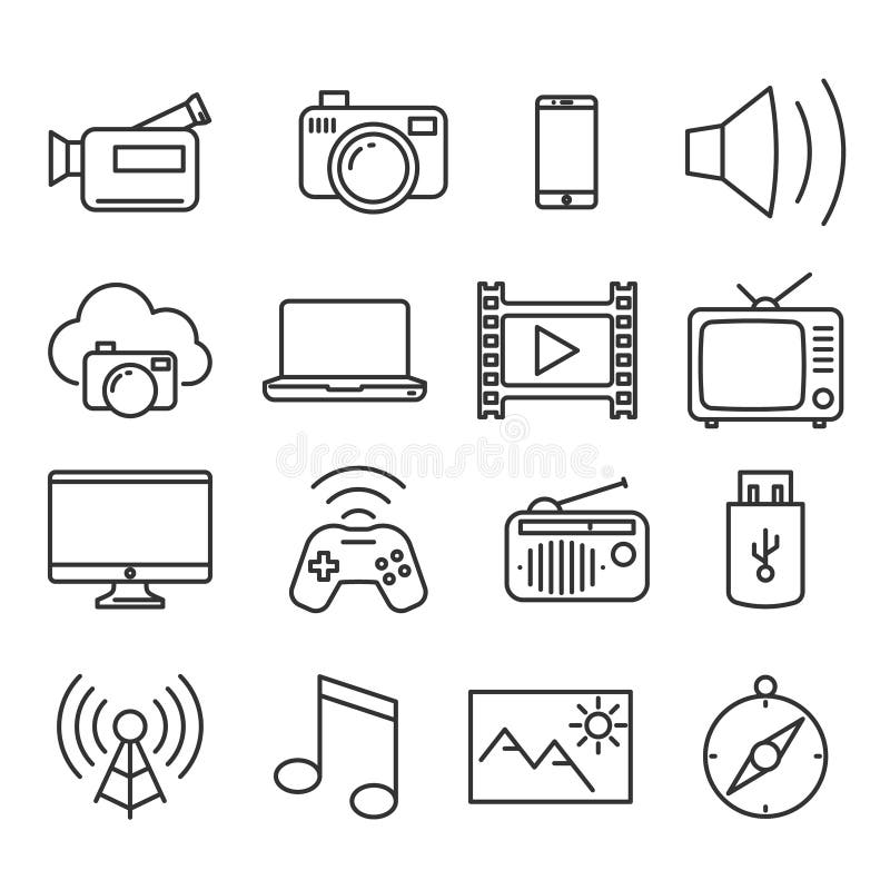 Multimedia set stock illustration. Illustration of event - 49645453