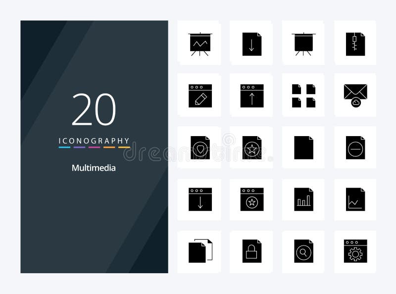 20 Multimedia Solid Glyph Icon for Presentation. Vector Icons ...