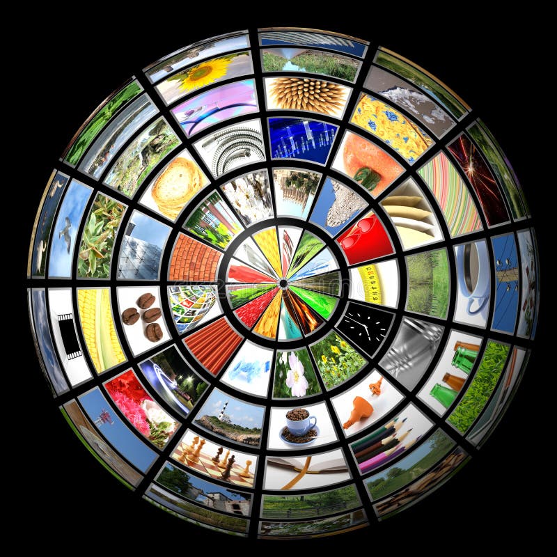 Multimedia sphere stock illustration. Illustration of center - 11740757