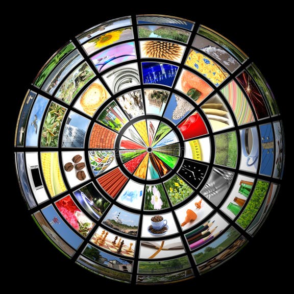 Multimedia sphere stock illustration. Illustration of center - 11740757