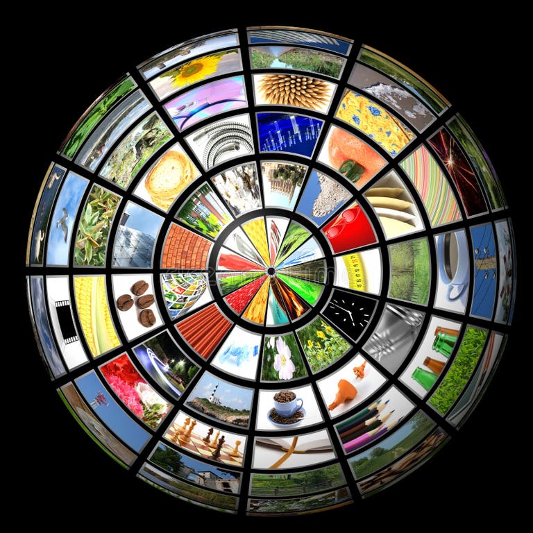 Multimedia sphere stock illustration. Illustration of center - 11740757