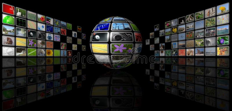 Multi Media Screens Displaying Images/information Stock Illustration ...