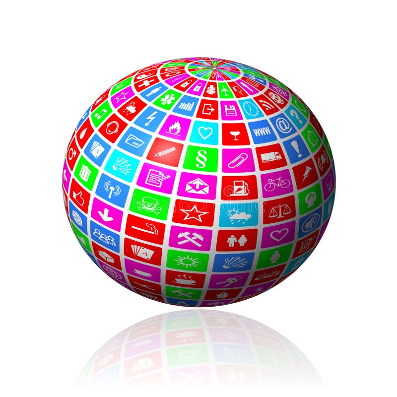 Multimedia sphere stock illustration. Illustration of entertainment ...