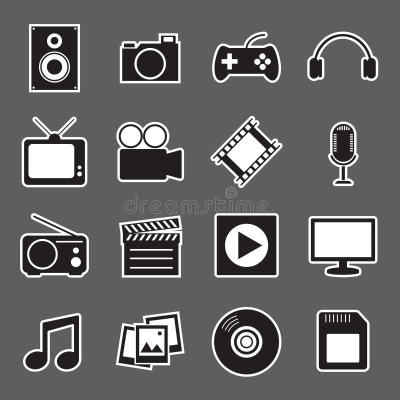Simple multimedia icons stock vector. Illustration of television - 11064061