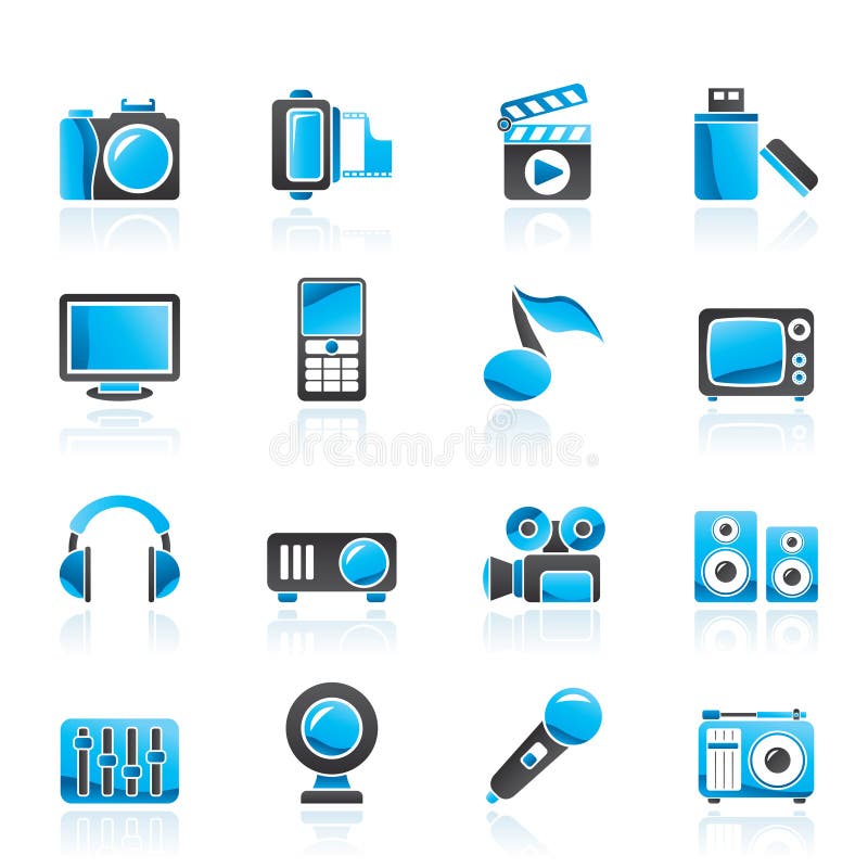 Graphite Icons // Multimedia Stock Vector - Illustration of multimedia ...