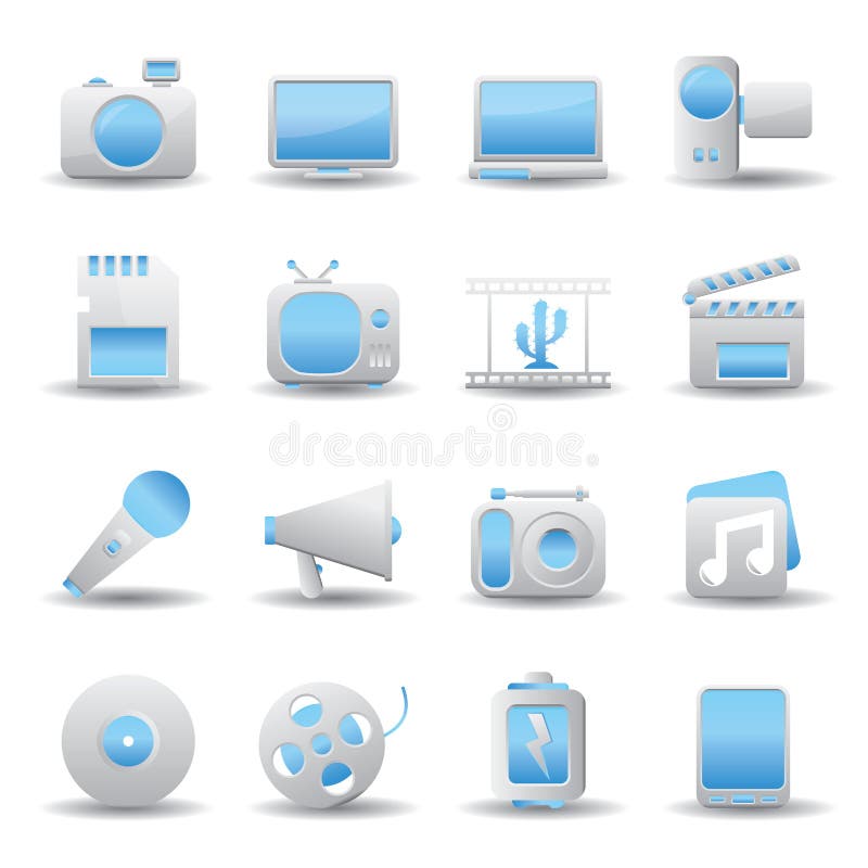 Multimedia and Technology Icons Stock Vector - Illustration of design ...