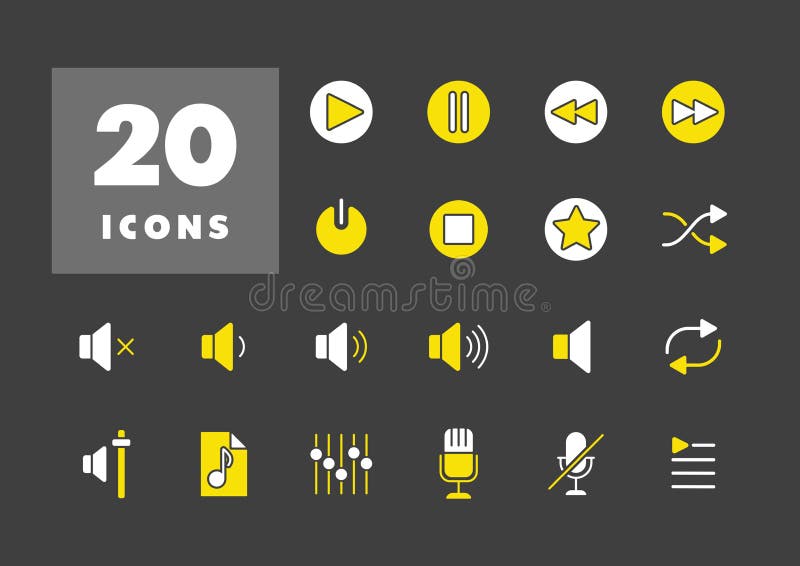 Multimedia User Interface Vector Glyph Icons Set Stock Vector ...