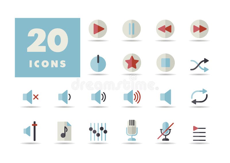 Multimedia User Interface Vector Icons Set Stock Vector - Illustration ...