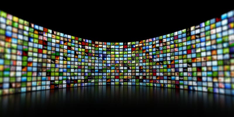 Multimedia Video and Image Walls Stock Image - Image of movie, collage ...