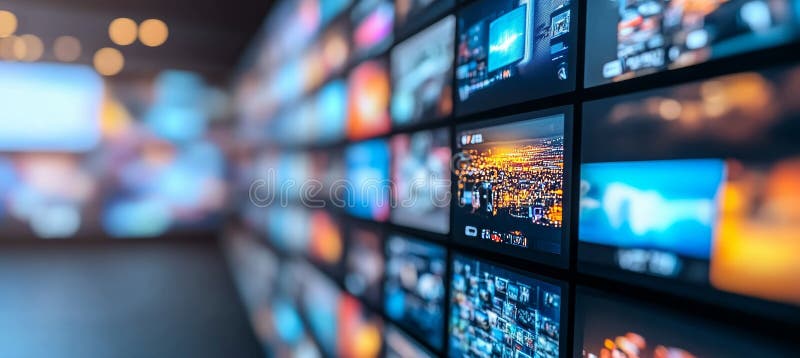 Multimedia Video Wall Displaying Abstract Internet Concept, 4K ...
