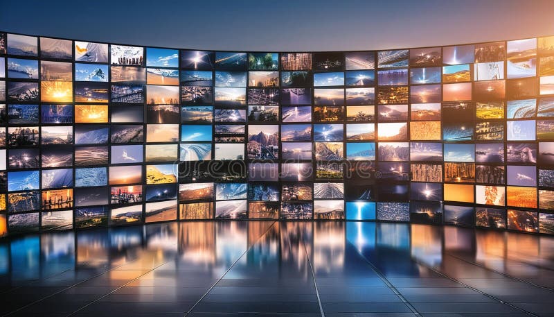 Multimedia video wall stock illustration. Illustration of broadcast ...
