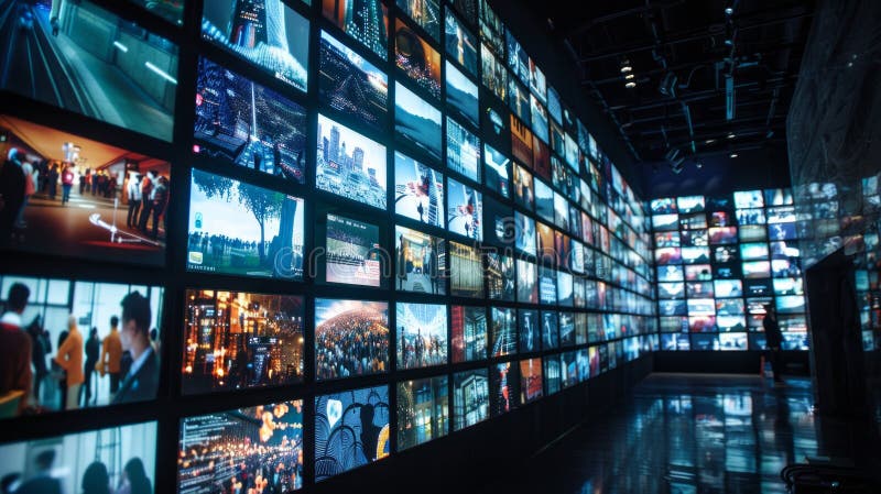 Multimedia Video Wall Television Broadcast. Multimedia Wall Television ...
