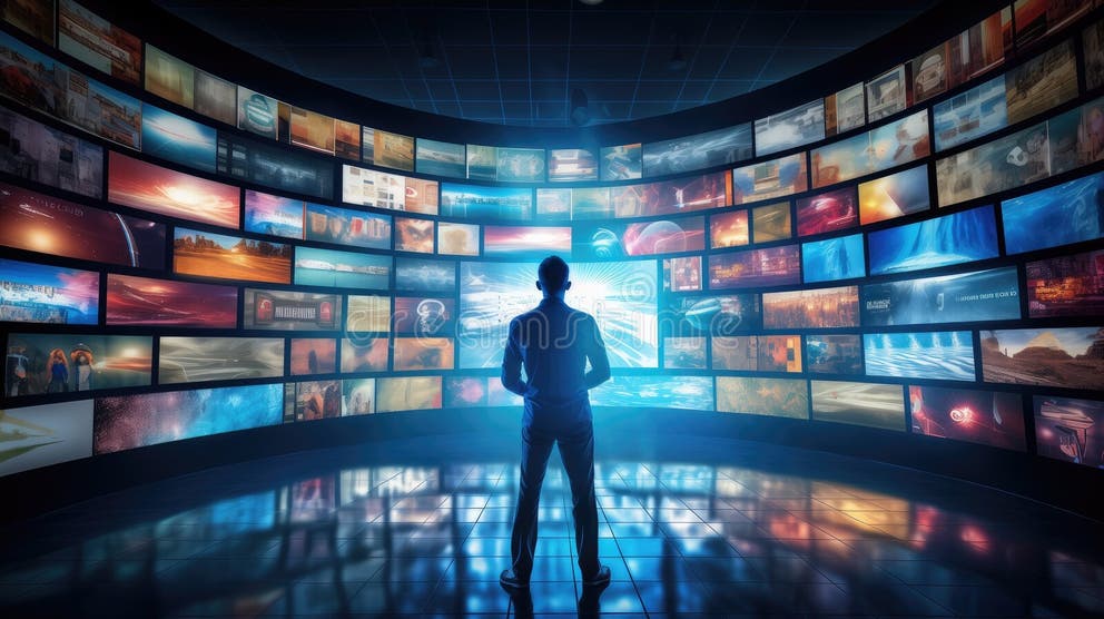 A Multimedia Video Wall in a Television Broadcast Setting, Showcasing ...