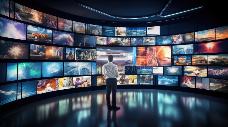 A Multimedia Video Wall in a Television Broadcast Setting, Showcasing ...