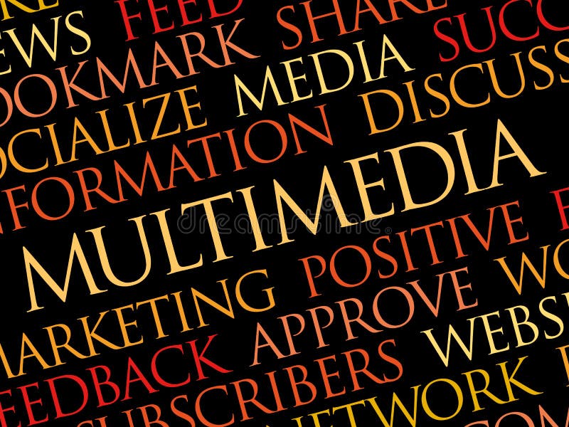 Multimedia word cloud stock illustration. Illustration of cloud - 200003596