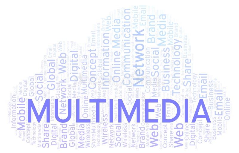 Multimedia word cloud stock illustration. Illustration of white - 138091270