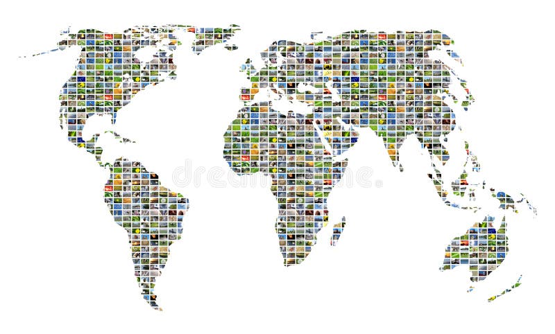 Multimedia world collage stock illustration. Illustration of geography ...