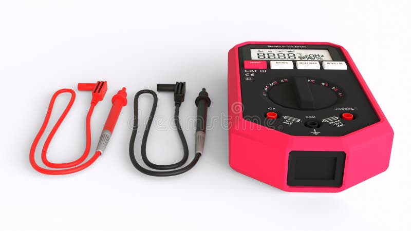 Multimeter and Cable White Background Stock Illustration - Illustration ...